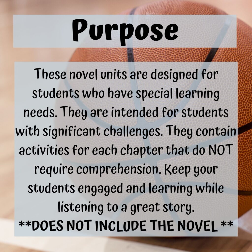 The Crossover Novel Study for Special Education • Special Needs for ...