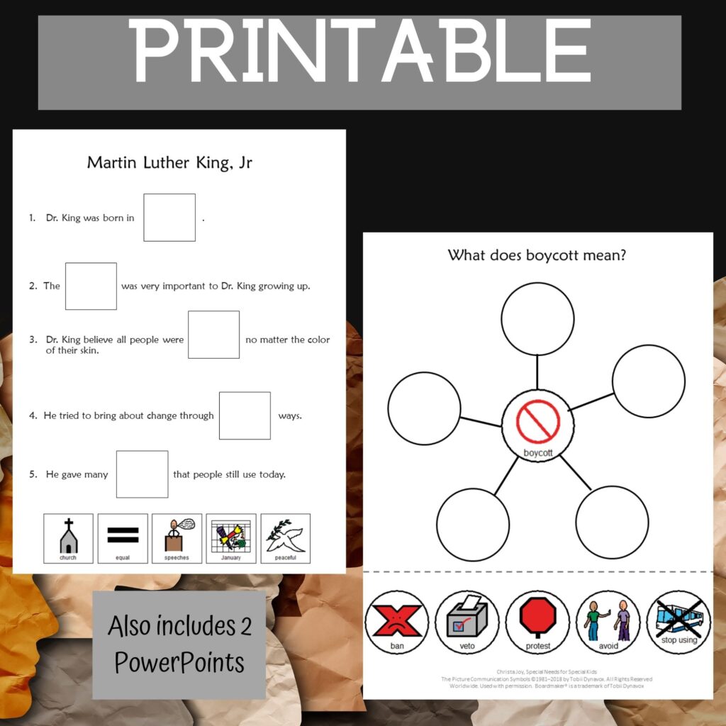 Martin Luther King Jr Unit for Special Education | Rosa Parks FREE ...