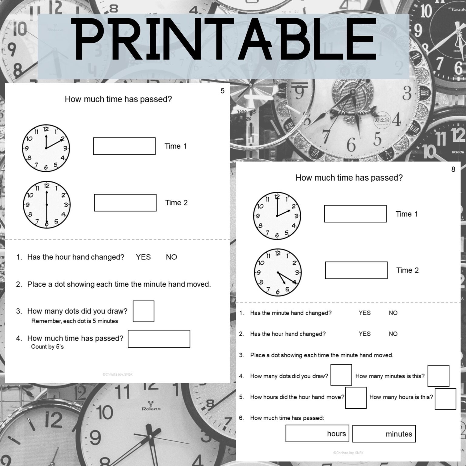 Elapsed Time Unit for Special Education Elapsed Hours and Minutes ...