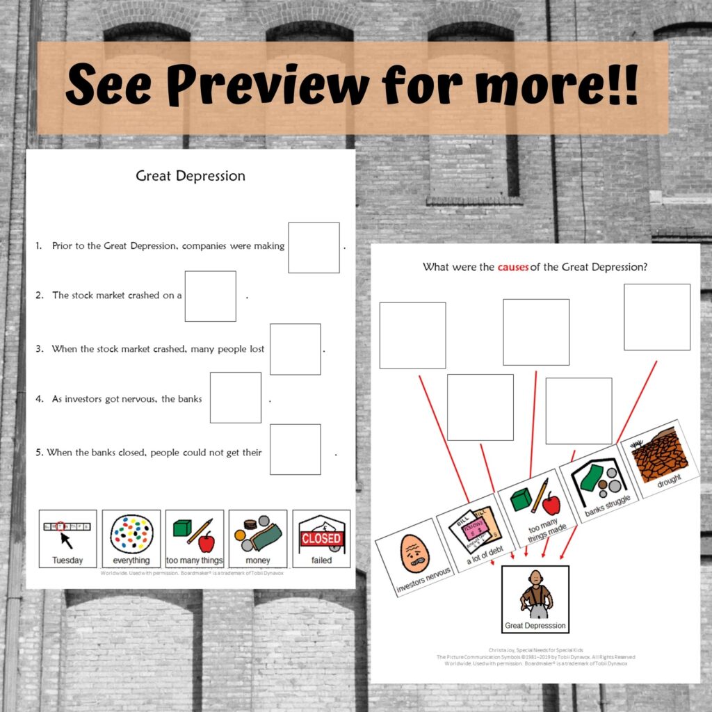Great Depression Unit for Special Education PRINT and DIGITAL • Special ...