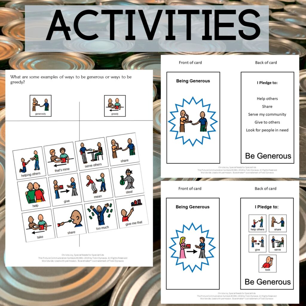 Generosity Social Story and Activities EDITABLE • Special Needs for ...