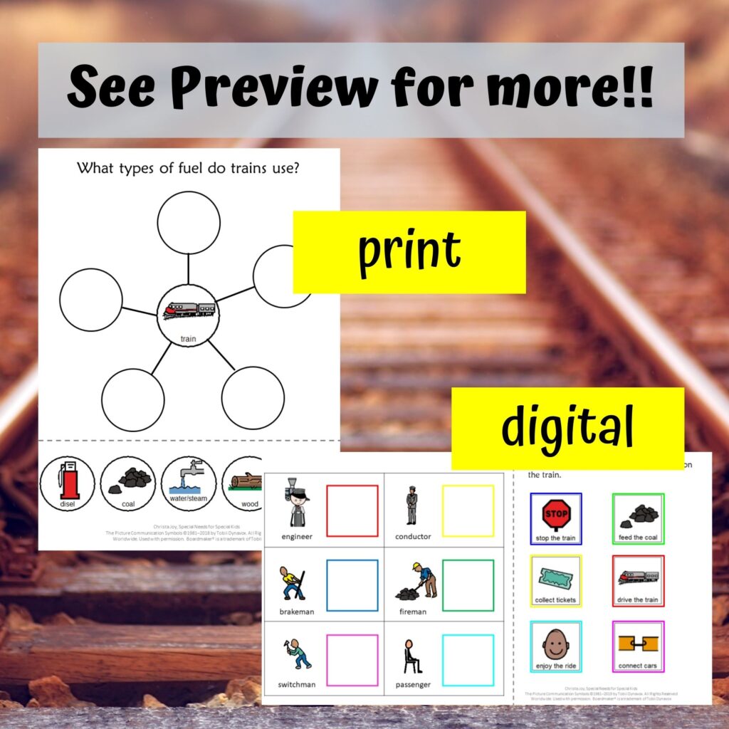 Locomotive Literacy Unit for Special Education PRINT AND DIGITAL ...