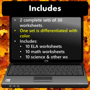 Fall Digital Worksheets for Special Education | Distance Learning ...