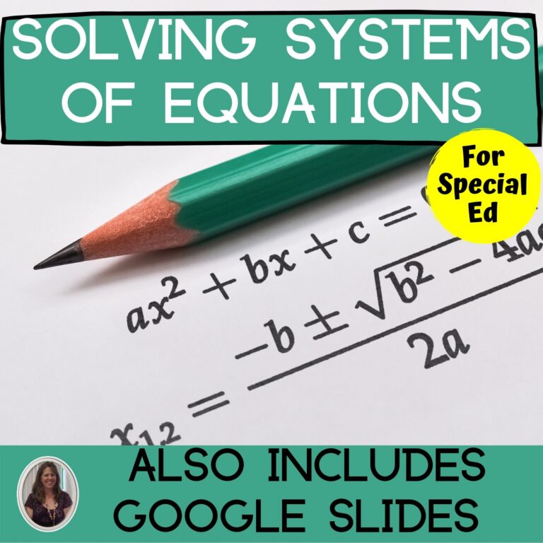 Solving Systems of Equations Special Education | substitution and ...