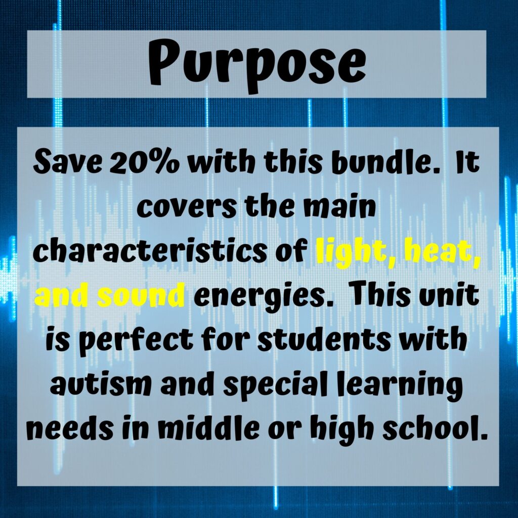 Forms of Energy Bundle - Thermal, Light, Sound for Special Ed PRINT and ...