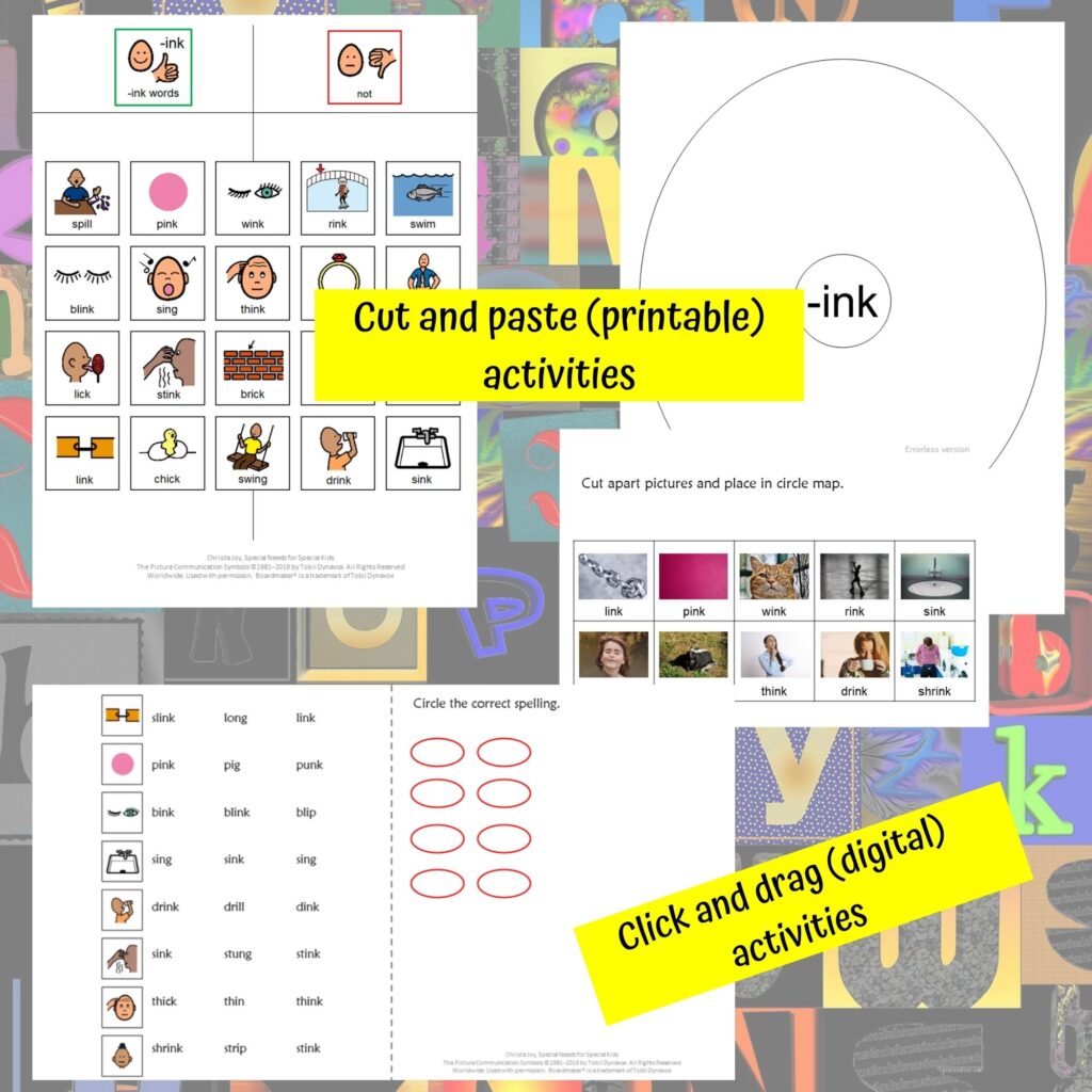 ink Word Family for Special Education PRINT and DIGITAL • Special Needs ...