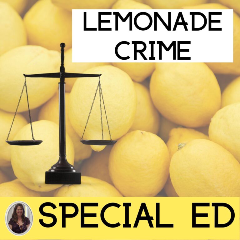 The Lemonade Crime Novel Study for Special Education with chapter ...