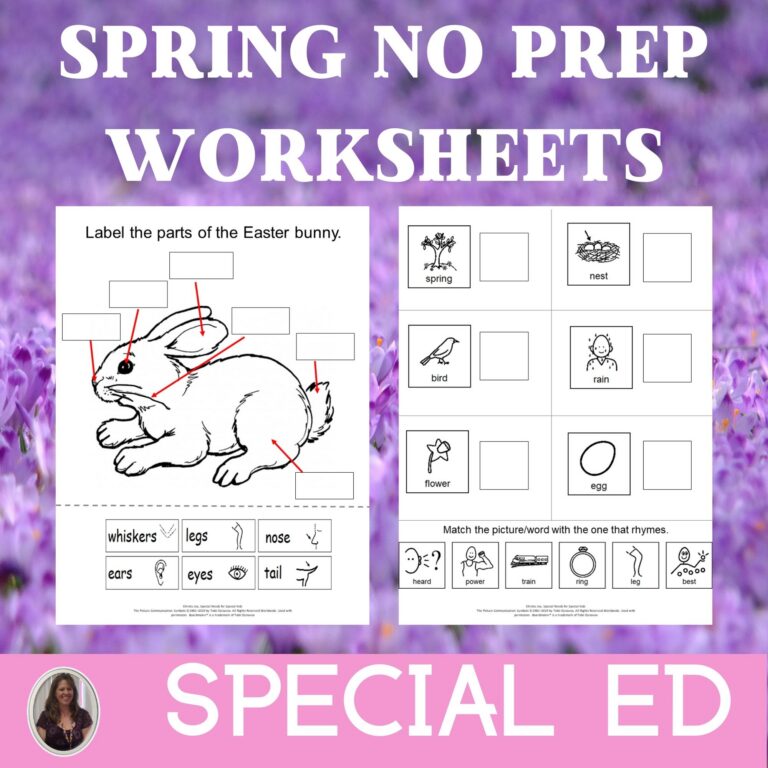 No Prep Spring Worksheets for Special Education Elementary Level ...