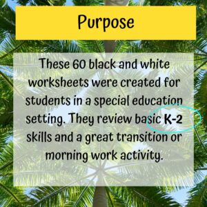 60 No Prep Summer Worksheets for Special Education Math ELA Science ...