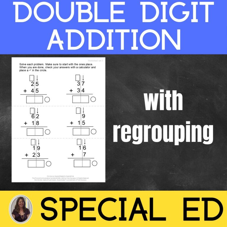 Double Digit Addition with regrouping for Special Education PRINT and ...