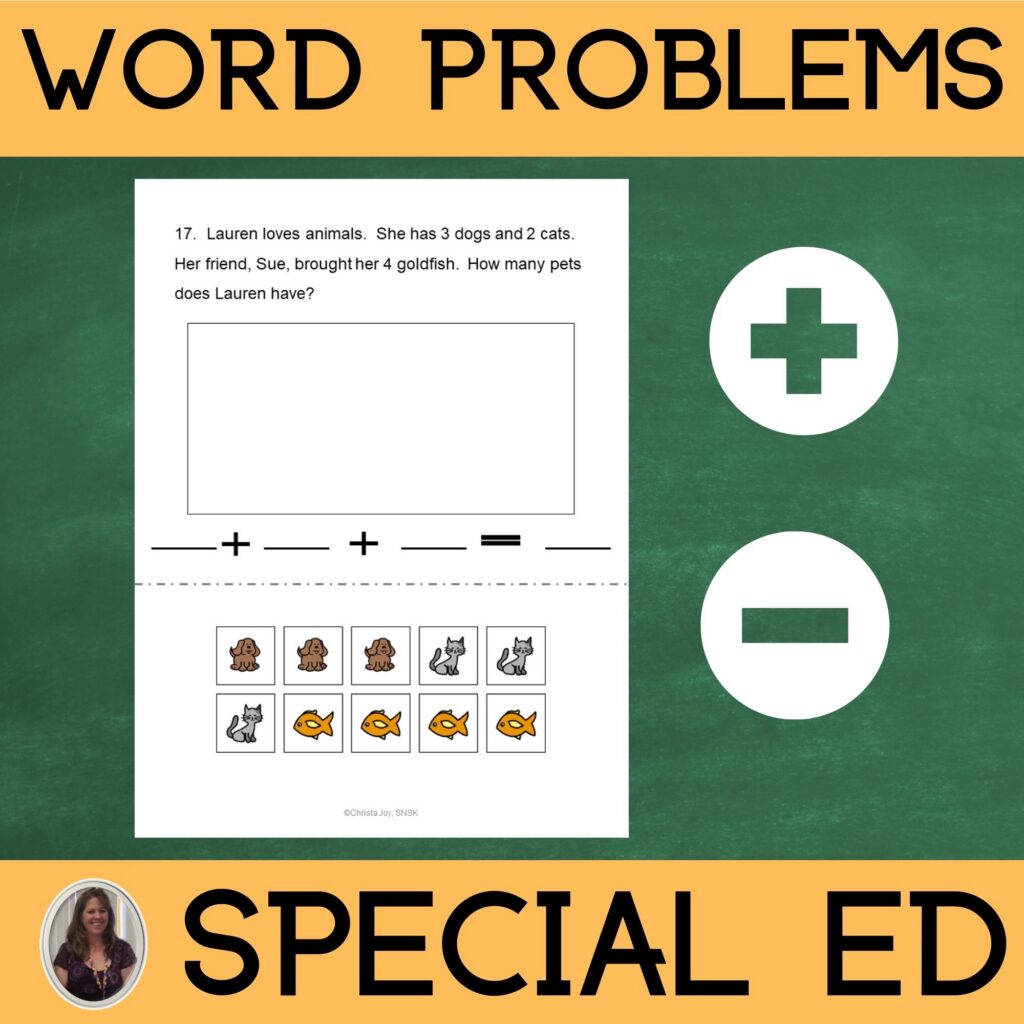 Word Problems Addition and Subtraction for Special Education PRINT and ...