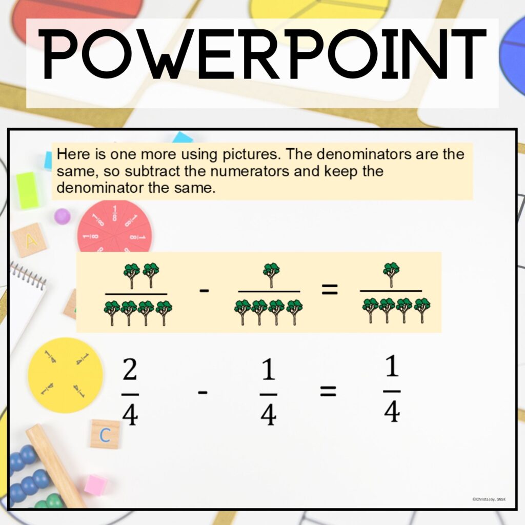 Special Education Fractions Subtracting Fractions Using Models and ...