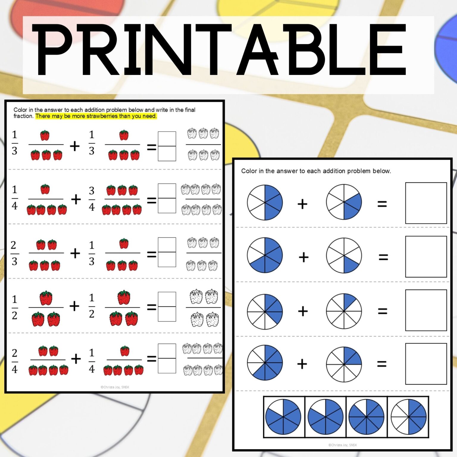 Special Education Fractions Adding Fractions Using Models and Pictures ...
