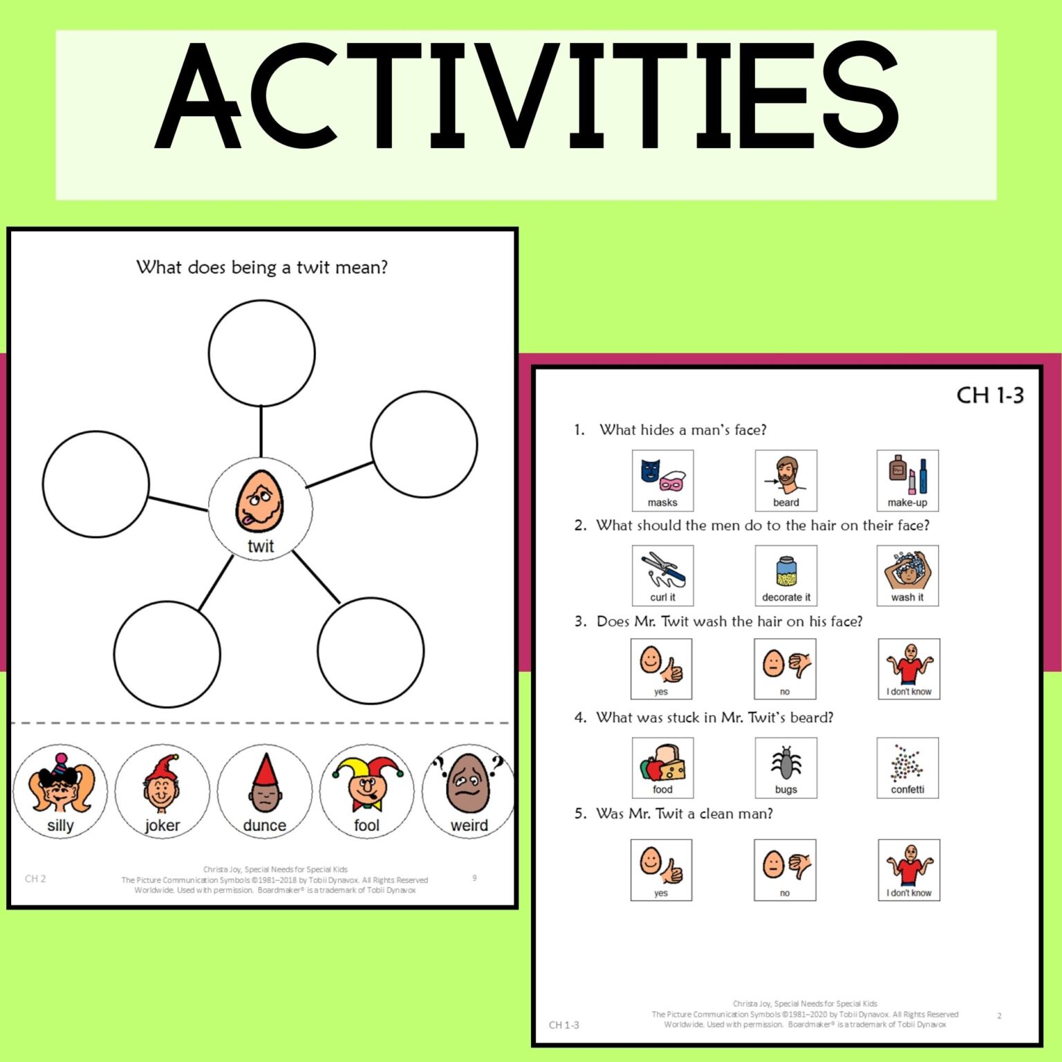 The Twits Novel Study Special Education Roald Dahl Activities and ...