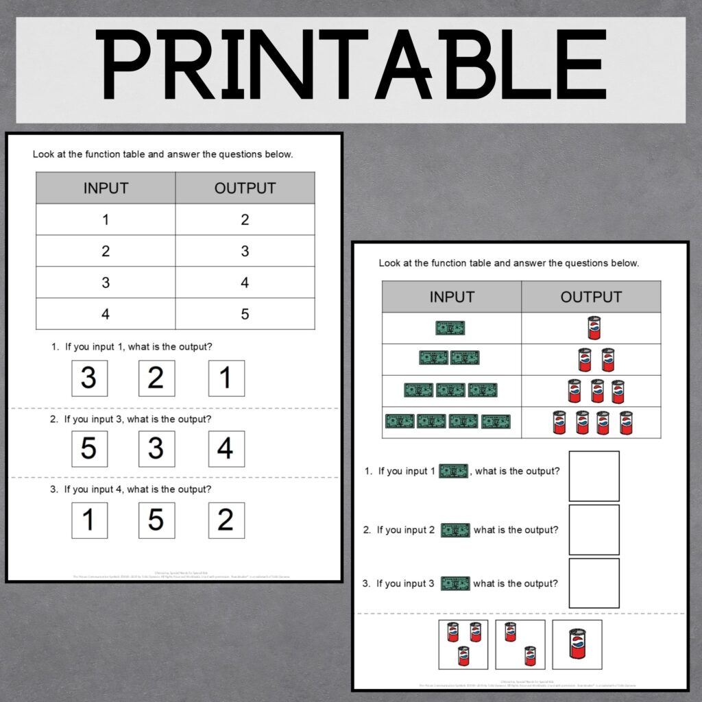 Super Simple Function Tables Functional Math Special Education Easy ...