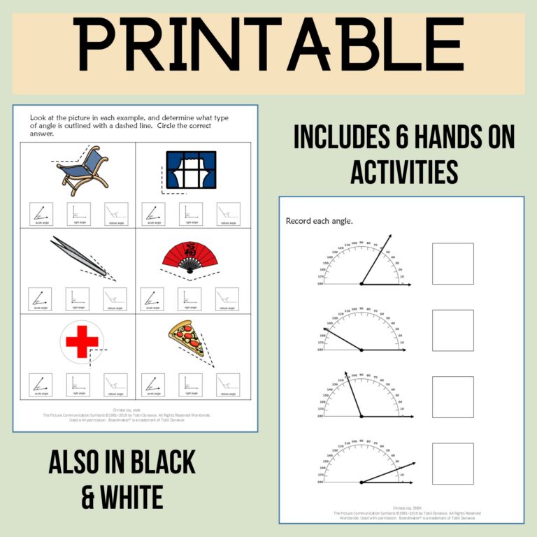 Super Simple Types of Angles Worksheets Special Education Real Life ...