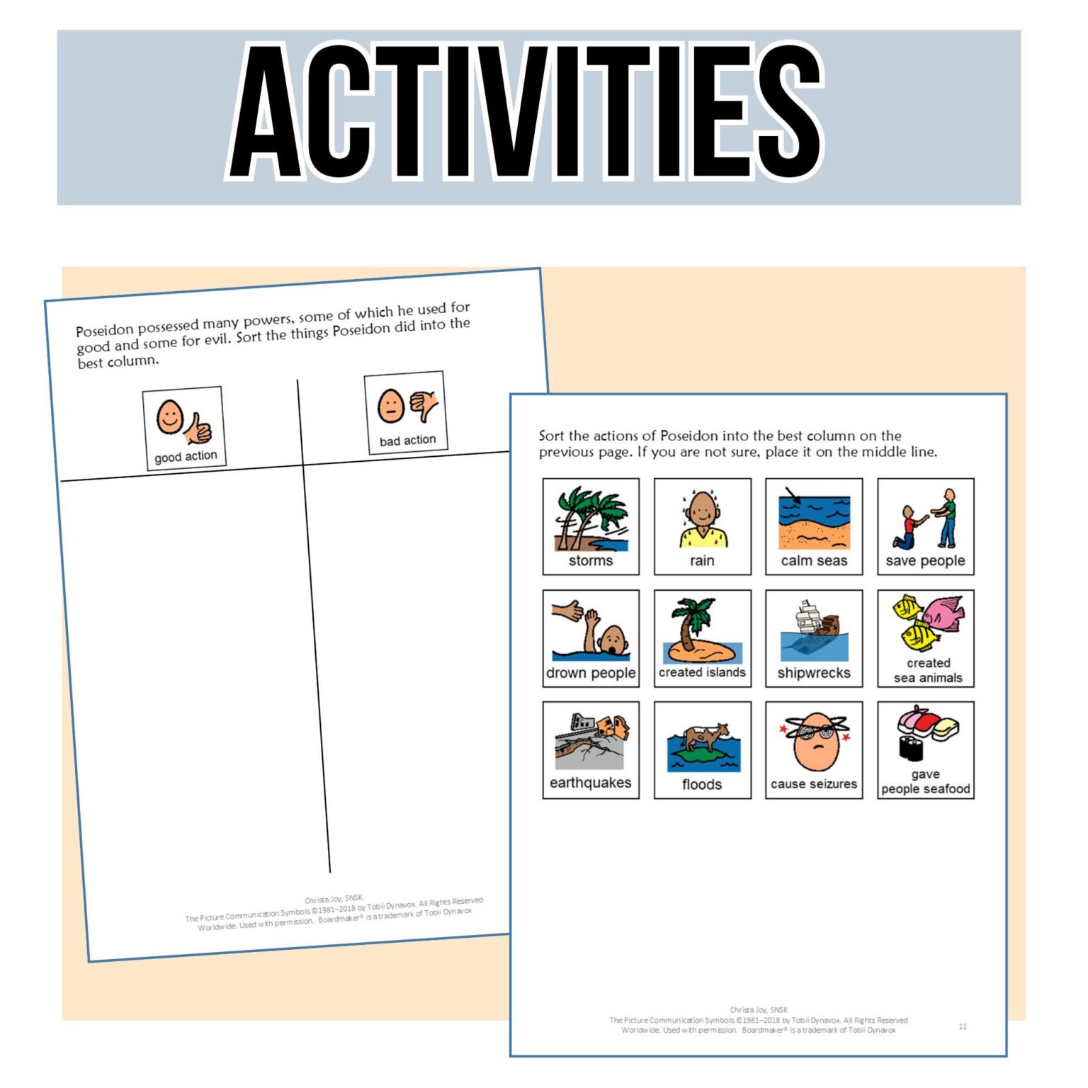 Poseidon God of the Seas Greek Mythology Middle School Worksheets ...