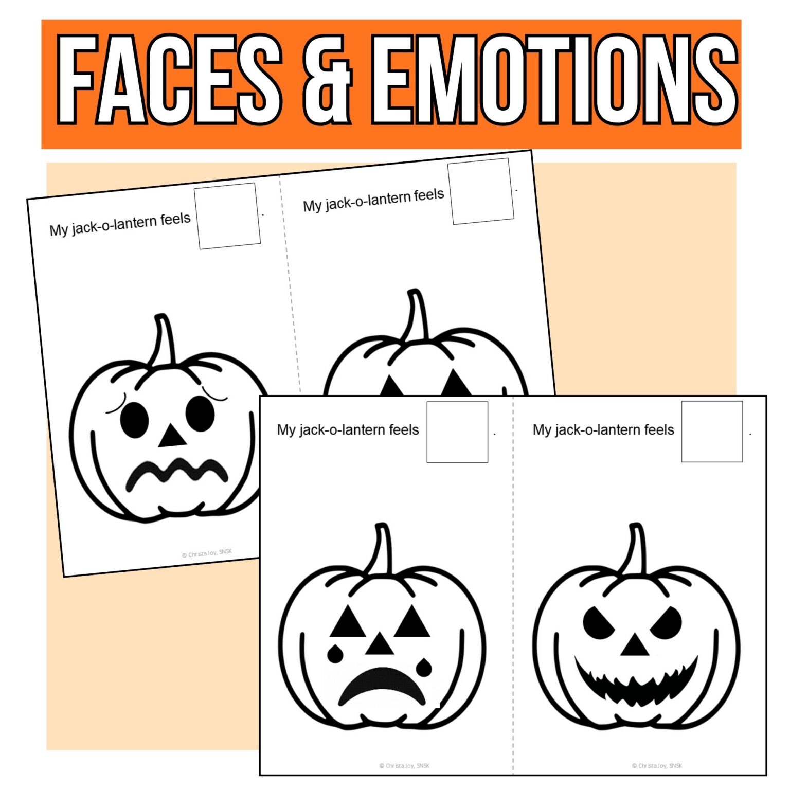 Jack-o-lantern Faces, Emotions, Coloring Design a Jack-o-lantern ...