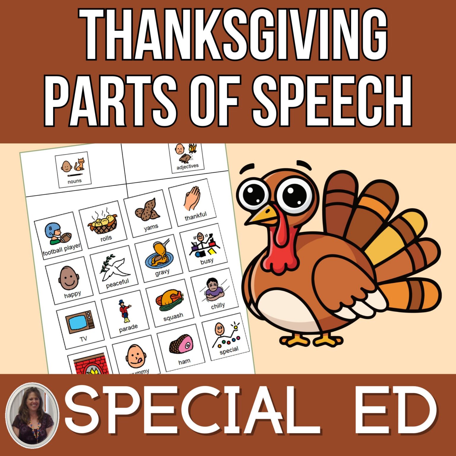 Thanksgiving Adjectives, Nouns, & Verbs Thanksgiving Parts of Speech ...