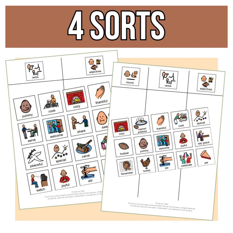 Thanksgiving Adjectives, Nouns, & Verbs Thanksgiving Parts of Speech ...