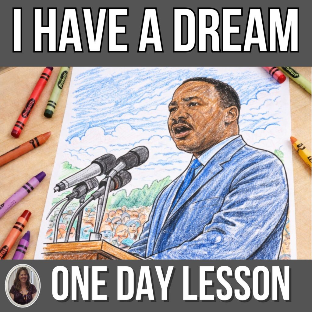 I Have a Dream Speech Writing & Coloring Page One Day Lesson MLK ...